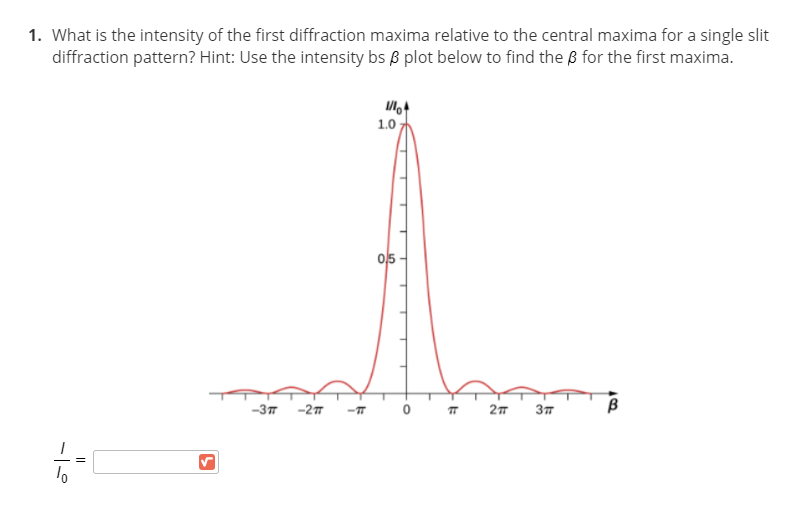 Solved 1. What is the intensity of the first diffraction | Chegg.com