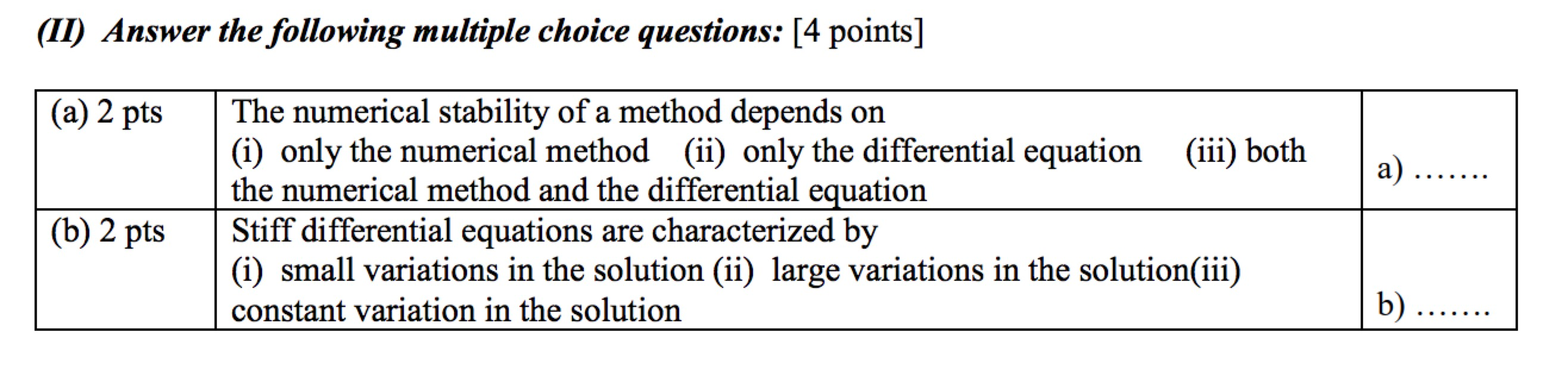 Solved (II) Answer the following multiple choice questions: | Chegg.com