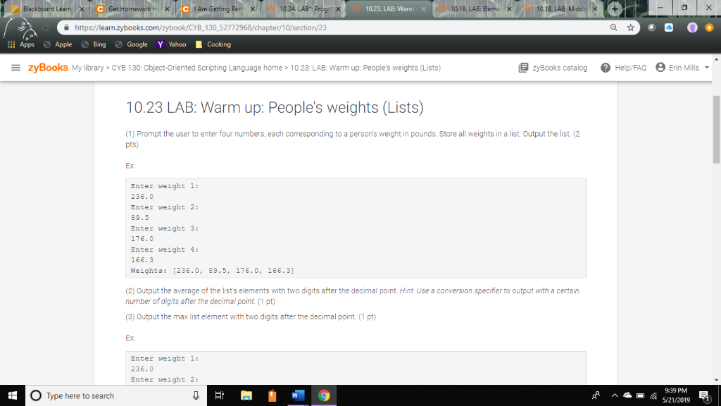 Solved I am getting part of the answer correct, but an error | Chegg.com
