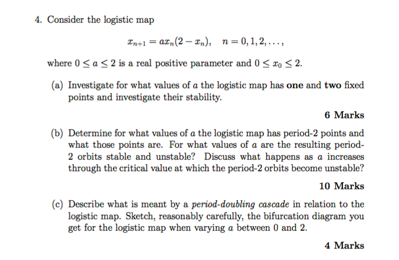 Solved 4 Consider The Logistic Map Xn1 Axn 2 In N 