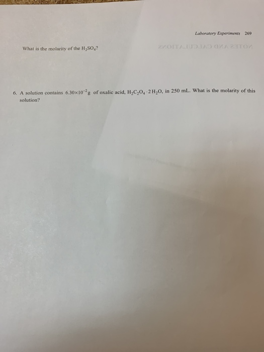 Solved Laboratory Experiments 269 What is the molarity of | Chegg.com