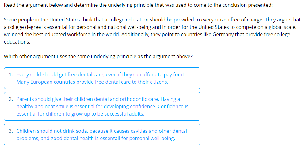 Read the argument below and determine the underlying | Chegg.com