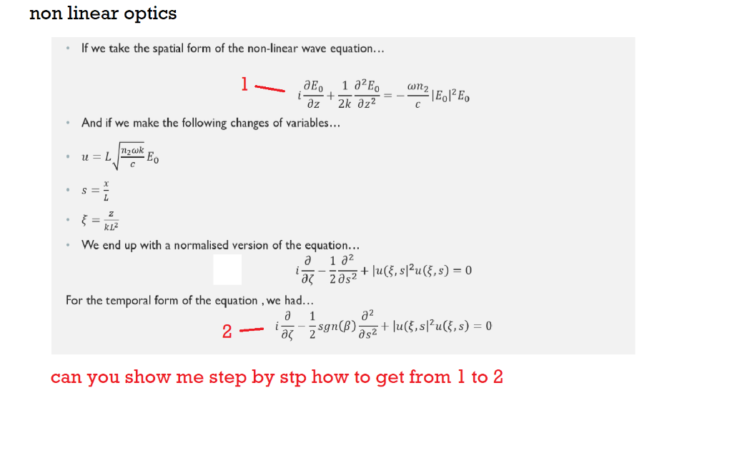 Solved non linear optics If we take the spatial form of the | Chegg.com