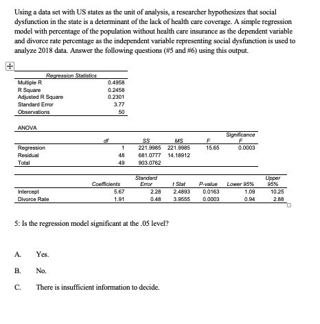 Solved Using a data set with US states as the unit of | Chegg.com
