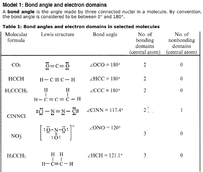Solved Model 1: Bond angle and electron domains A bond angle | Chegg.com