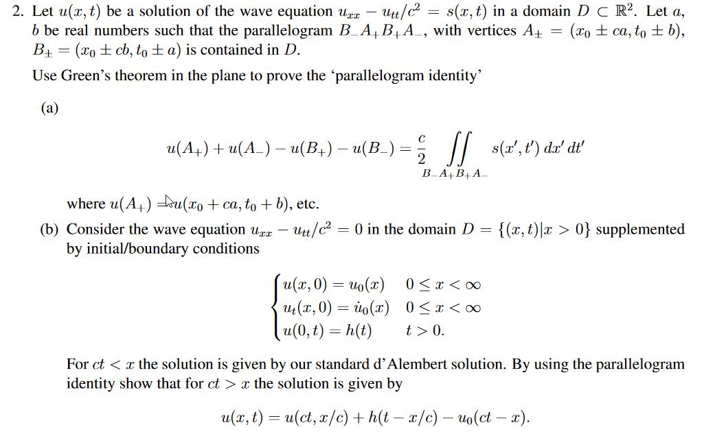 Solved 2. Let u(x,t) be a solution of the wave equation | Chegg.com