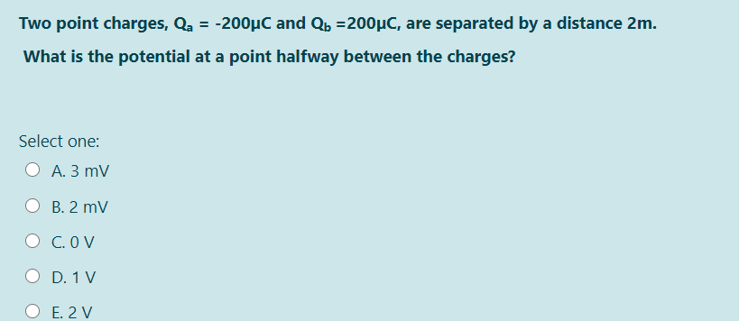 Solved Two point charges, Qa = -200°C and Qb =200C, are | Chegg.com