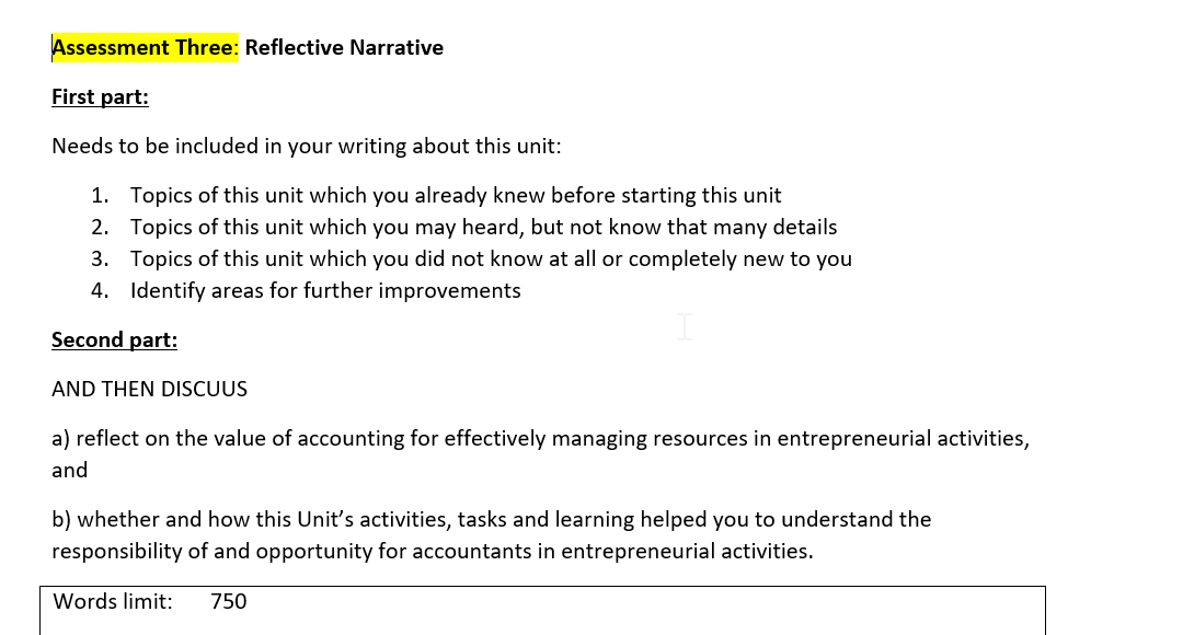 Solved Assessment Three: Reflective Narrative First part: | Chegg.com
