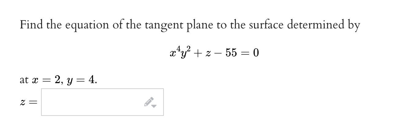 Solved Find the equation of the tangent plane to the surface | Chegg.com