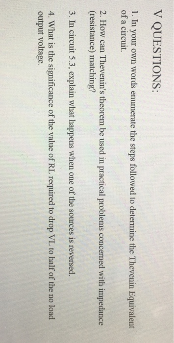 Solved V QUESTIONS 1. In your own words enumerate the steps | Chegg.com