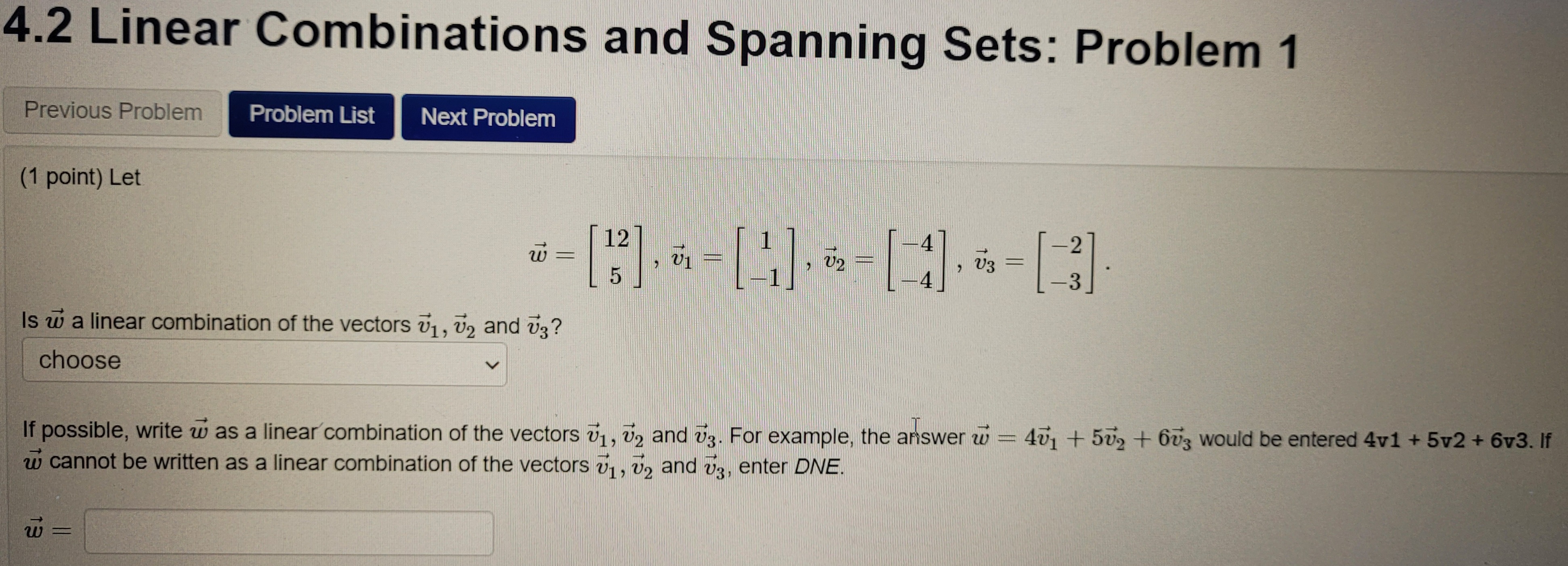 Solved 4 2 Linear Combinations And Spanning Sets Problem 1