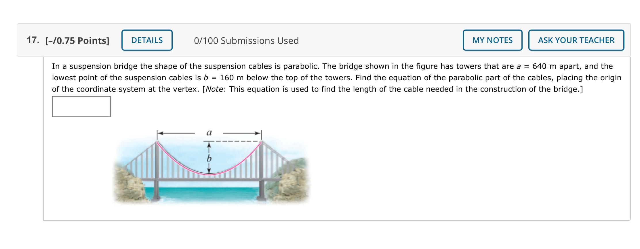 Solved 17. [-/0.75 Points] DETAILS 0/100 Submissions Used MY | Chegg.com