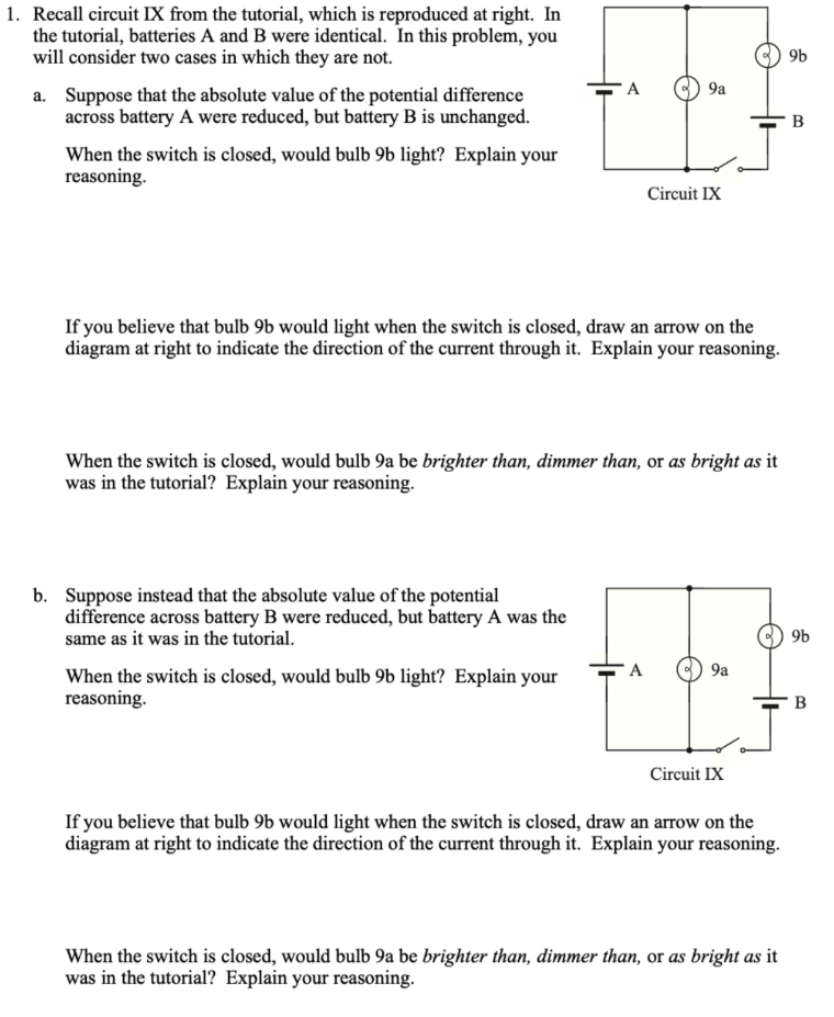 Solved 9b 1. Recall circuit IX from the tutorial, which is | Chegg.com
