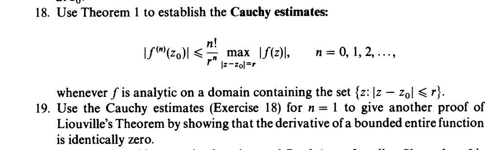 Solved 18. Use Theorem 1 to establish the Cauchy estimates: | Chegg.com
