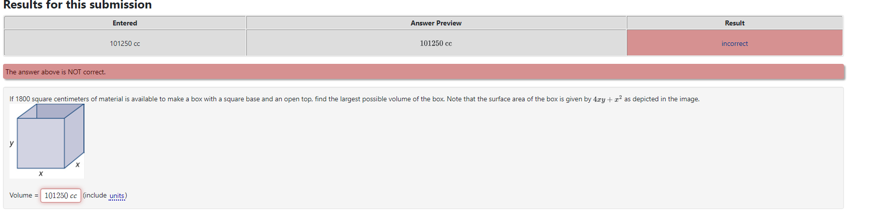Solved Volume = (include units) | Chegg.com