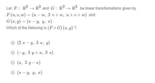 Solved Let F: R → R³ and G: R2 → R3 be linear | Chegg.com