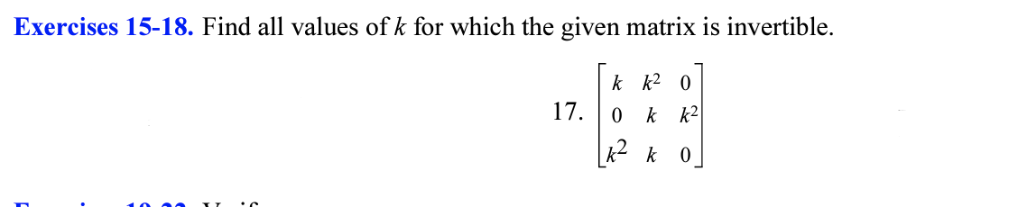 Solved Exercises 15-18. Find all values of k for which the | Chegg.com
