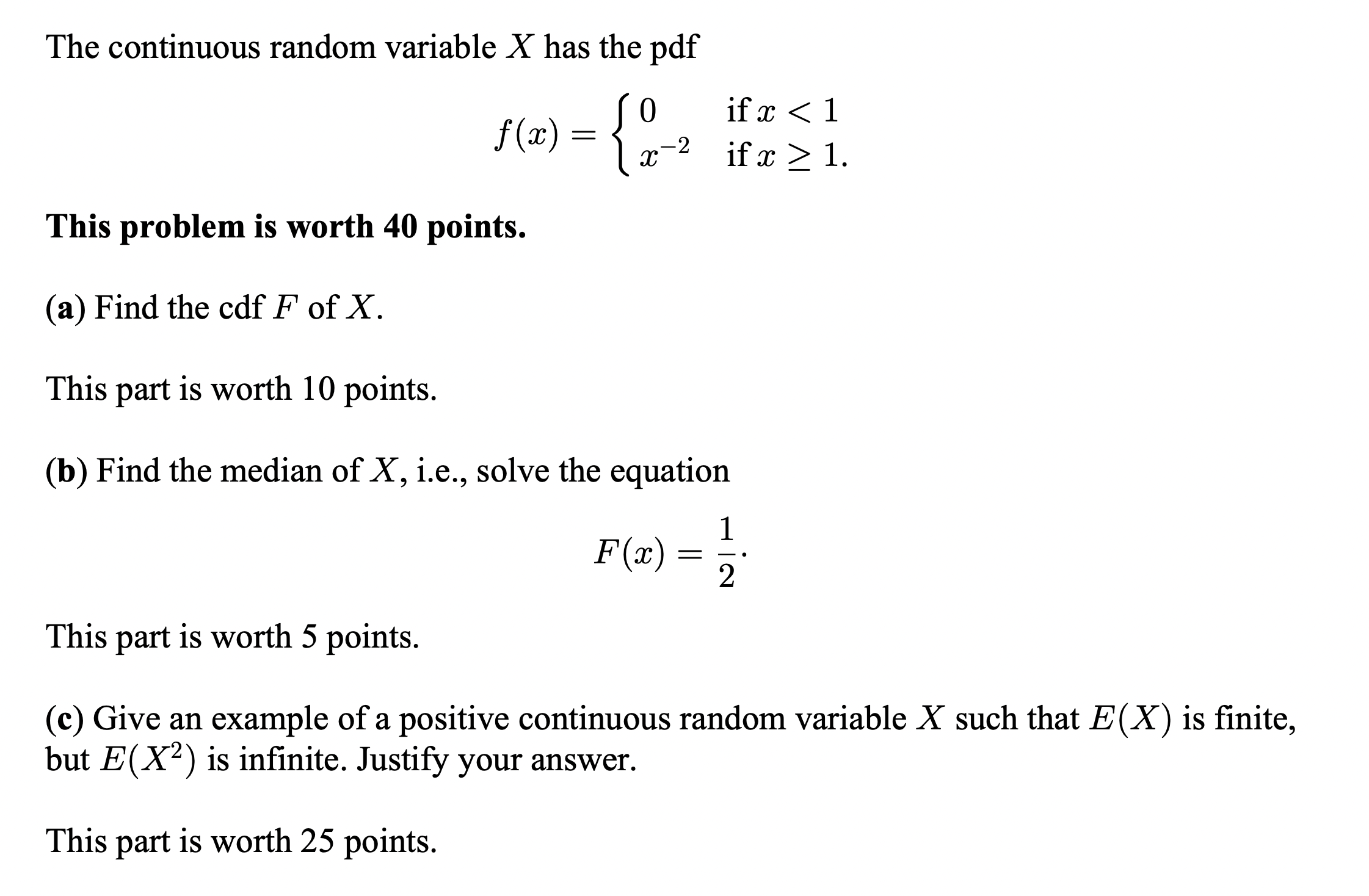 Solved The continuous random variable X has the pdf | Chegg.com