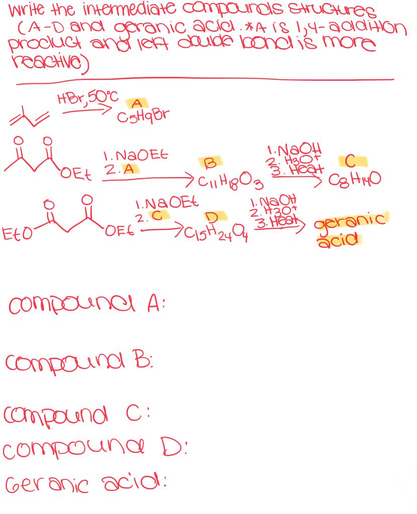 Solved write the intermediate compounds Structures (Ao and | Chegg.com