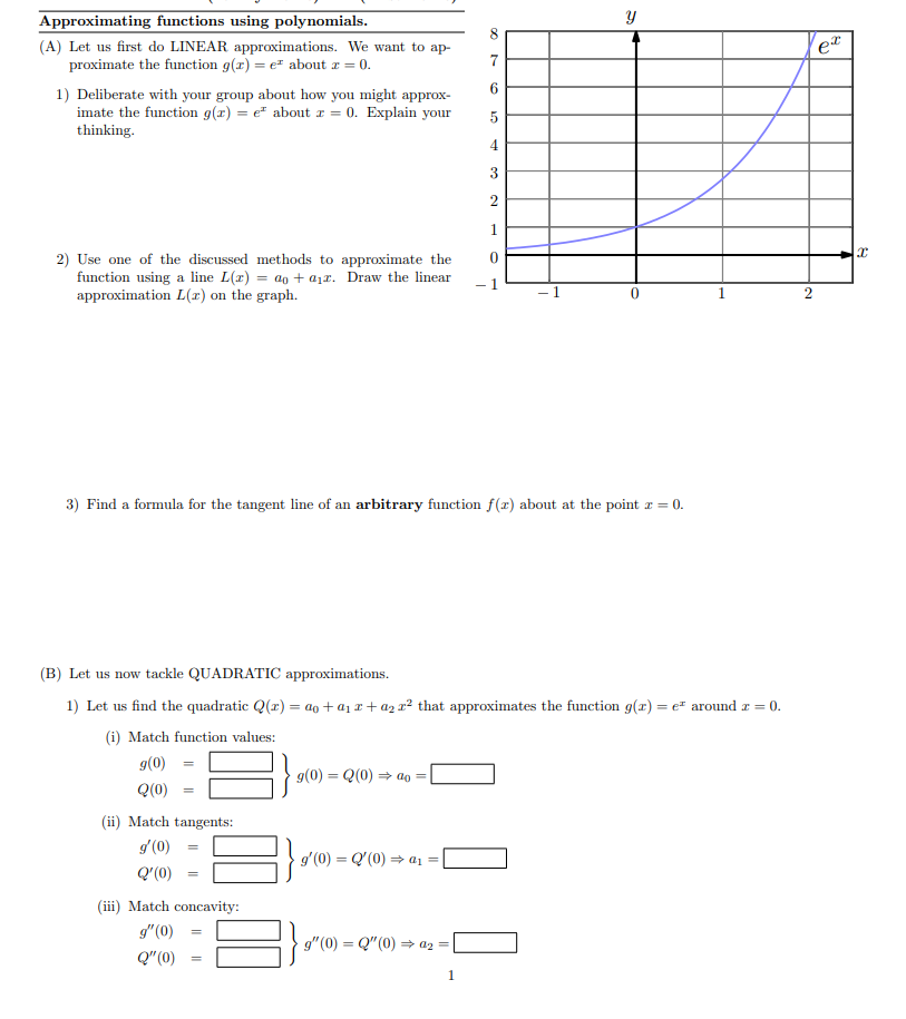 (A) Let us first do LINEAR approximations. We want to | Chegg.com