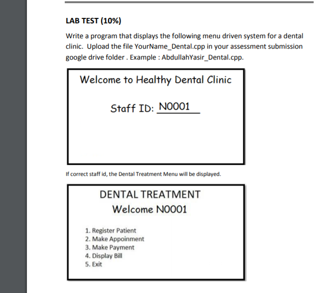 LAB TEST (10%) Write a program that displays the | Chegg.com