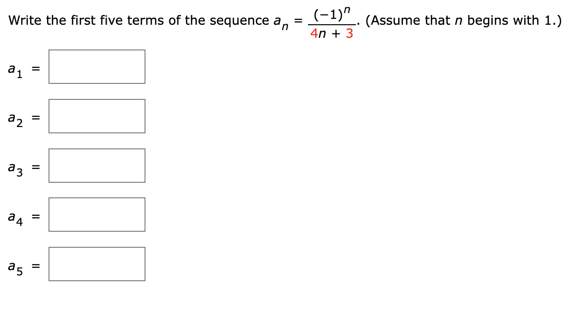 Solved Write the first five terms of the sequence | Chegg.com