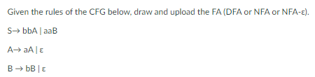 Solved Given the rules of the CFG below, draw and upload the | Chegg.com