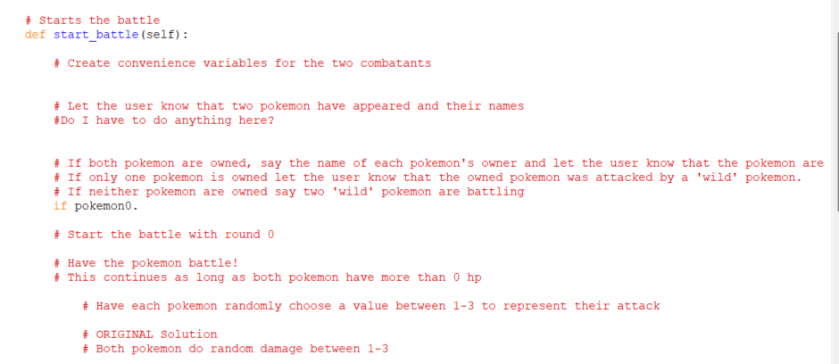 Solved Create start_battle method in battle.py a) Since | Chegg.com