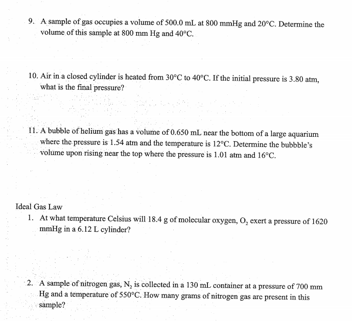 Solved Gas Laws Worksheet Name: 1. Convert the following | Chegg.com