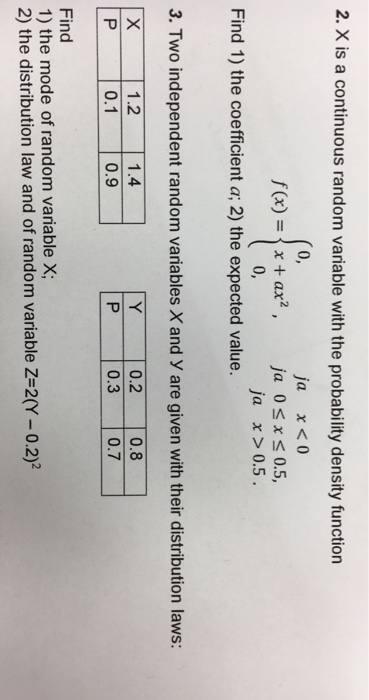 Solved 2. X is a continuous random variable with the | Chegg.com