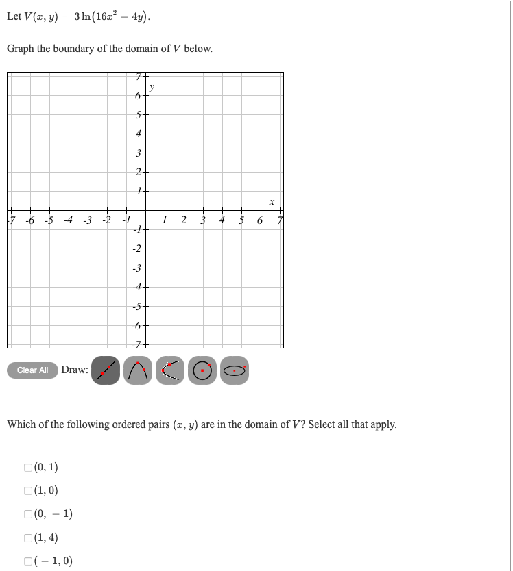 Let V(x,y)=3ln(16x2−4y). Graph the boundary of the | Chegg.com