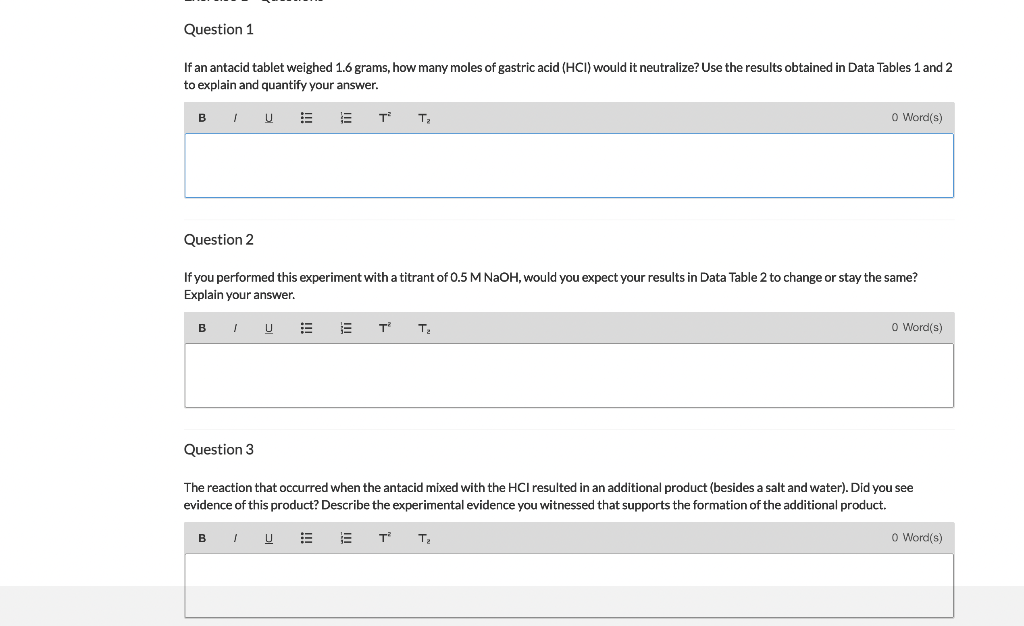 Data Table 1: Antacid Neutralization DataUsing the | Chegg.com