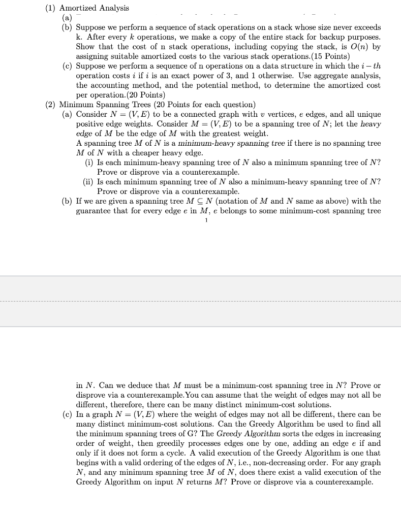 Solved (1) Amortized Analysis (a) (b) Suppose we perform a | Chegg.com