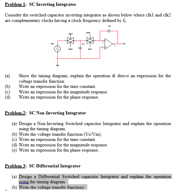 1/ Consider the switched capacitor inverting | Chegg.com