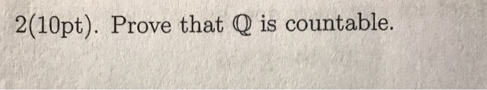Solved 2(10pt). Prove that Q is countable. | Chegg.com