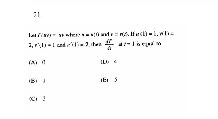 Solved Let F (uv) = uv where u = u (t) and v = v (t). If u | Chegg.com