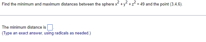 Solved Find the minimum and maximum distances between the | Chegg.com