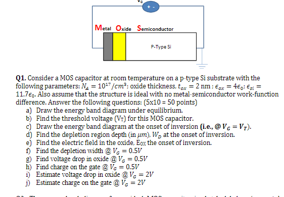 Metal Oxide Semiconductor P-Type Si = Q1. Consider a | Chegg.com
