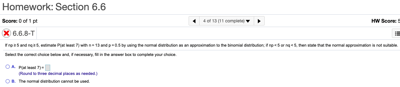 Solved Homework Section 6 6 Score 0 Of 1 Pt 4 Of 13 11