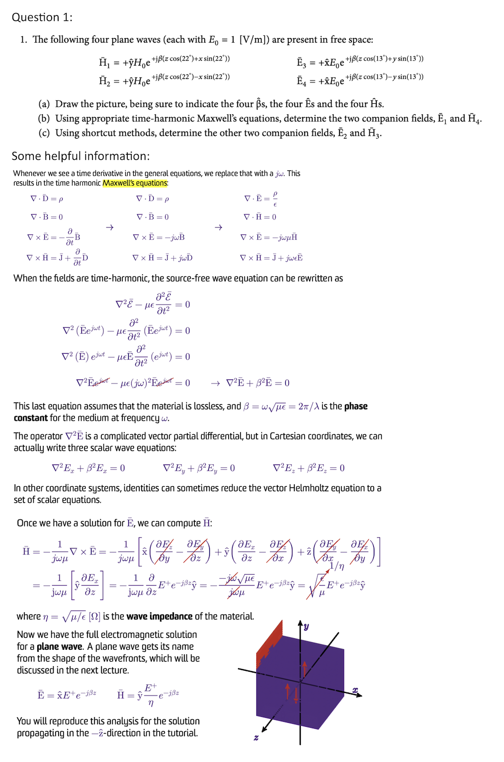 Solved The following four plane waves (each with | Chegg.com