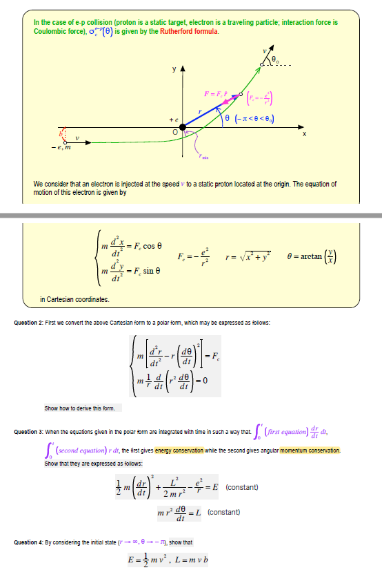 Solved In the case of e-p collision (proton is a static | Chegg.com