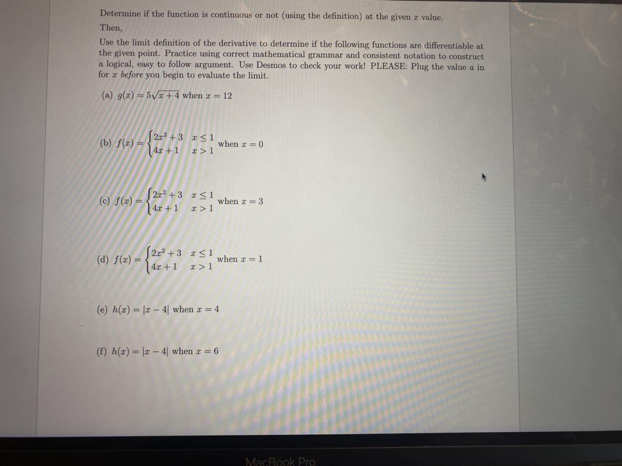 Solved Determine if the function is continuous or not (using | Chegg.com