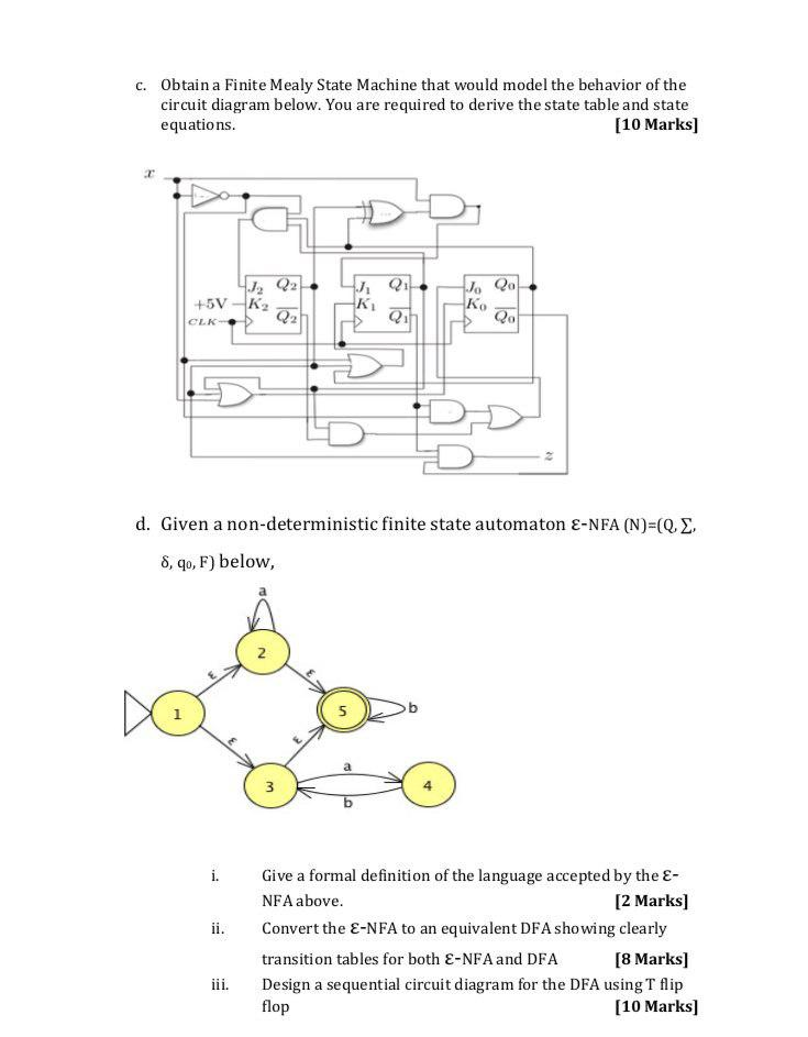C Obtain A Finite Mealy State Machine That Would