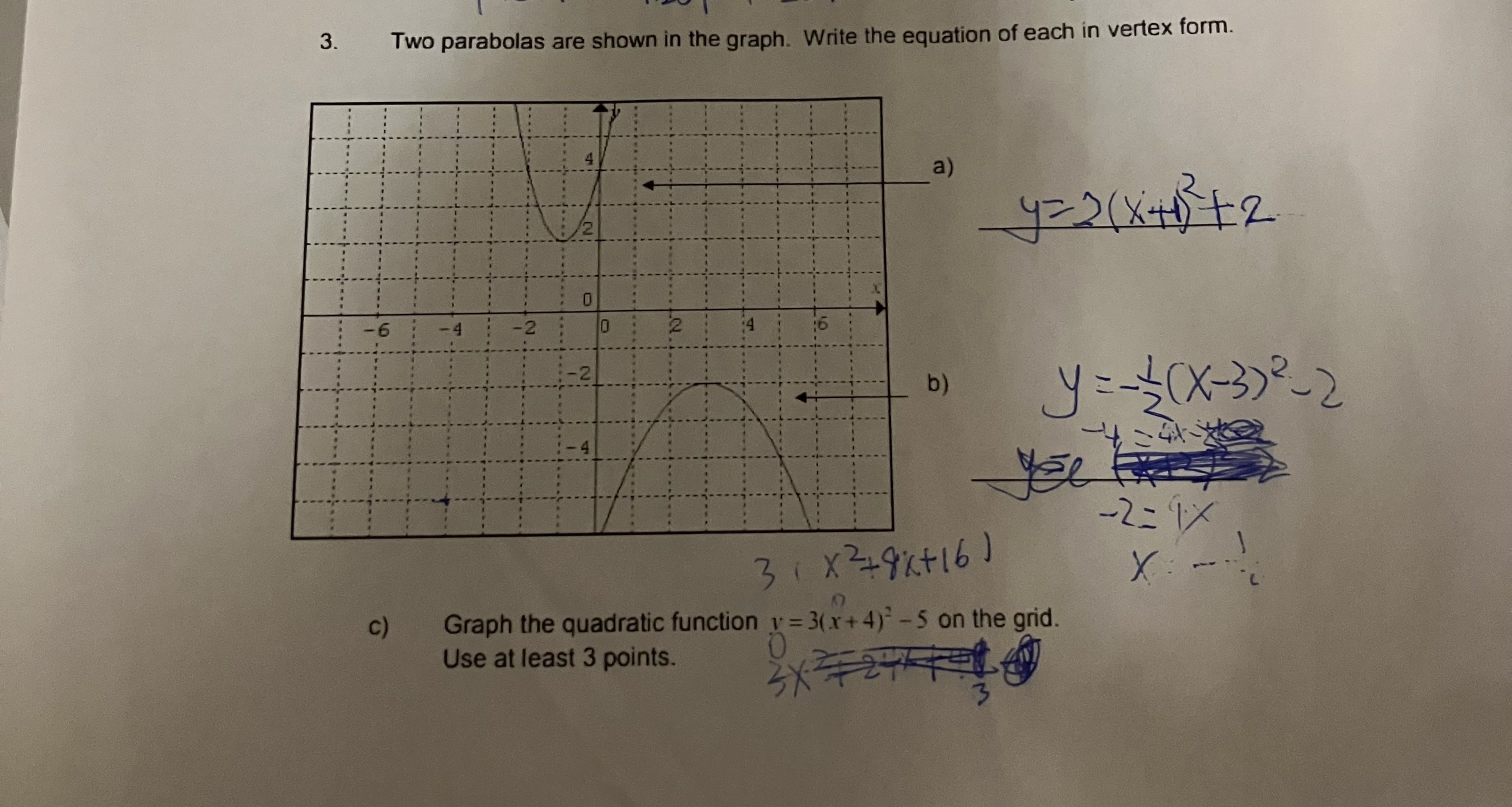 Solved Two parabolas are shown in the graph. Write the | Chegg.com