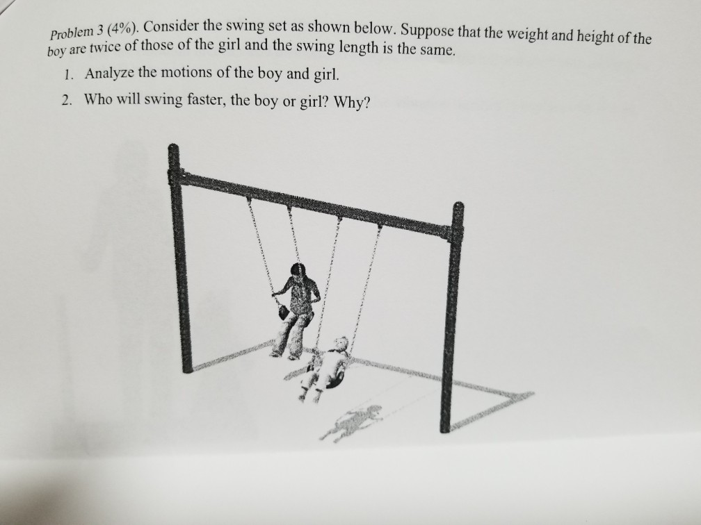 Solved nsider the swing set as shown below. Suppose that the | Chegg.com