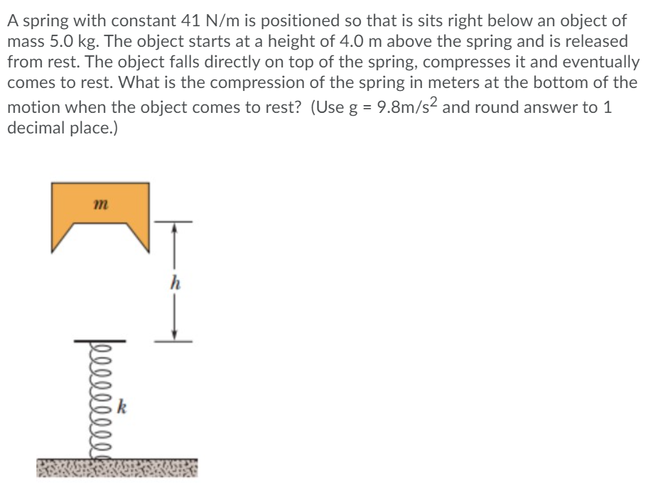 Solved A spring with constant 41 N/m is positioned so that | Chegg.com