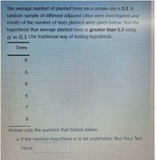 Solved The average number of planted trees on a certain city | Chegg.com