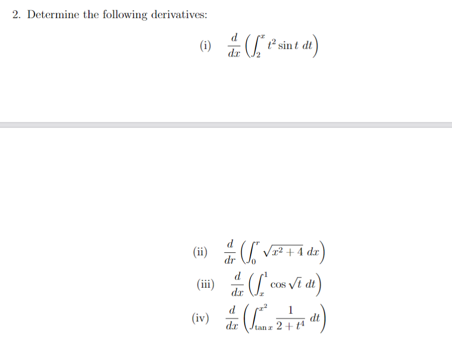 Solved 2. Determine the following derivatives: (i) | Chegg.com