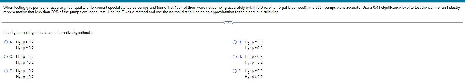 Solved representative that less than 20% of the pumps are | Chegg.com