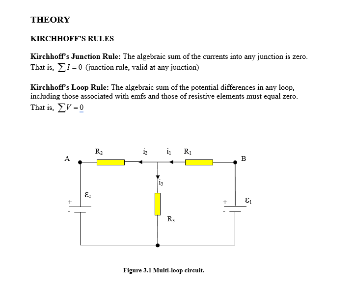 Solved KIRCHHOFF'S RULES Kirchhoff's Junction Rule: The | Chegg.com